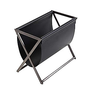 Magazine Rack, Sofa Storage Rack Modern Floor Shelf Multi-Function Rack Storage Rack Living Room Magazine Rack Metal Leather Art Newspaper Rack (Color : Black, Size : 50 * 29.5 * 43cm)