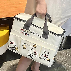 Rpavutz Cute Canvas Tote Bag, 4-Pockets Utility Sturdy Handbag with Top Zipper Closure, Gift for Working Women