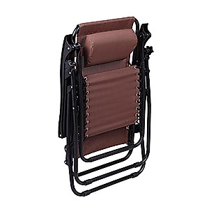 Zero Gravity Chairs Set of 2 Pool Lounge Chair Zero Gravity Recliner Zero Gravity Lounge Chair Antigravity Chairs Anti Gravity Chair Folding Reclining Camping Chair with Headrest by Naomi Home - Brown