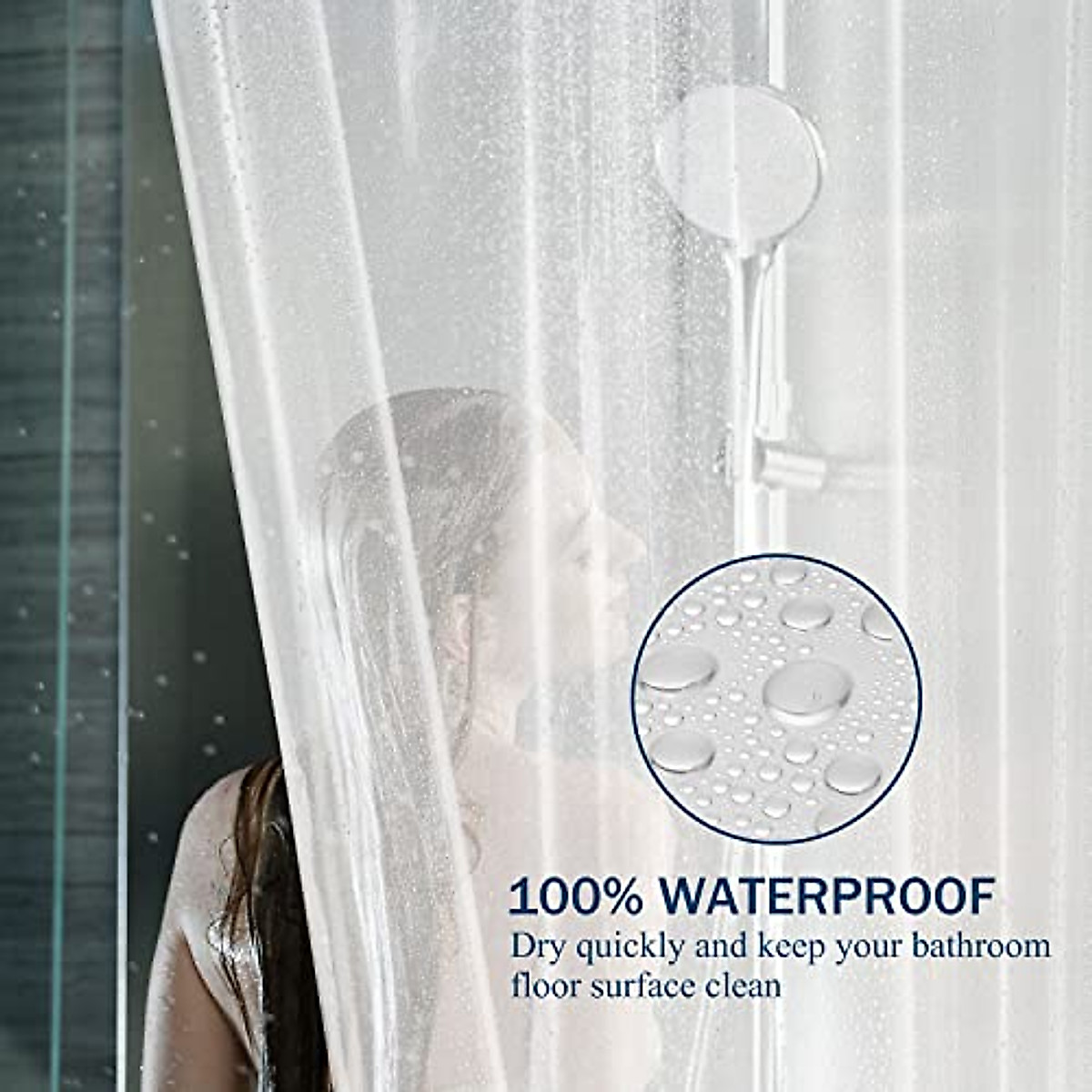 downluxe Waterproof Clear Shower Curtain Liner - PEVA Lightweight Plastic Shower Liner with 3 Magnets, Shower Curtains for Bathroom, 72" x 72", Clear
