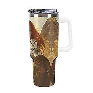 Goddess Athena Insulated Tumblers with Handle Stainless Steel Coffee Mug Funny Travel Cup with Lid Straw 40oz