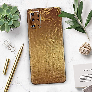 DesignSkinz Molten Gold Digital Foil Swirl V11 Protective Vinyl Decal Wrap Skin Cover Compatible with The Samsung Galaxy S20 (Screen Trim & Back Glass Skin)