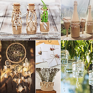 984 FT Natural Jute Twine, Twine String, 3ply Thin Ribbon Hemp Twine, Twine for Gardening Plant Gift Wrapping Art Wedding Decoration Packing String Bulk (3 Roll)