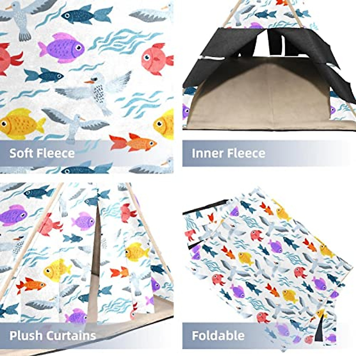 Y-DSIWX Guinea Pig Hideout House Bed, Sea Life and Birds Rabbit Cave, Squirrel Chinchilla Hamster Hedgehog Nest Cage