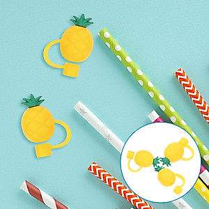 SHERCHPRY 3pcs Straw Tips Cover Pineapple Shape Straw Toppers Straw Plugs Silicone Straw Tips Cap for Resuable Straws Protector