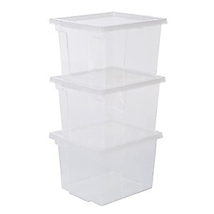 IRIS OHYAMA Set of 3, Storage box, 13 L, with lid, stackable, garage, bedroom, living room - Useful Storage Box USB-SP - Transparent