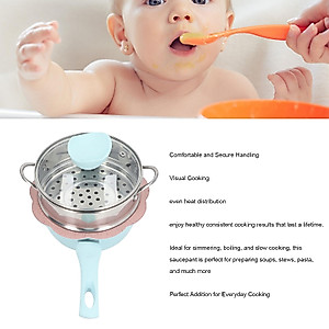 Nonstick Aluminum Alloy Sauce Pan Infant Baby Food Cooking Pot, Steaming Basket Visible Lid (Type 2)