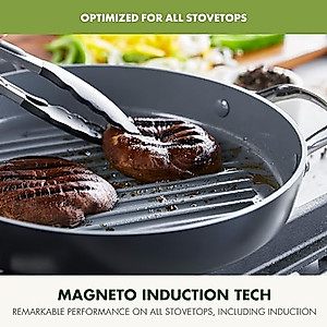 GreenPan Valencia Pro Hard Anodized Healthy Ceramic Nonstick 11" Grill Pan, PFAS-Free, Induction, Dishwasher Safe, Oven Safe, Gray