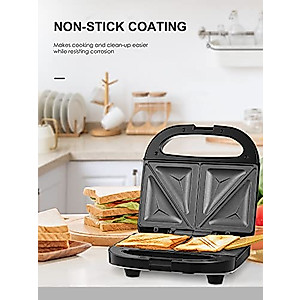 Sandwich Maker, Yabano Toaster and Electric Panini Grill with Non-stick Coating Plate, Easy to Clean, Heating Up Fast, Built in Indicator Lights, Black