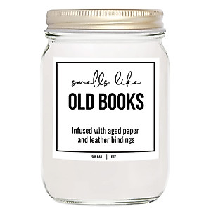 YouNique Designs Book Lovers Candle - White Soy Candles for Home Scented Book Lovers Gifts for Women, Funny Book Candles Gifts for Women, 8 oz, Old Books Scented Candles