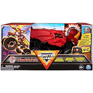 Monster Jam, Bakugan Dragonoid Remote-Control Monster Truck, Kids Toys for Boys and Girls Aged 4 and Up, 1:24 Scale
