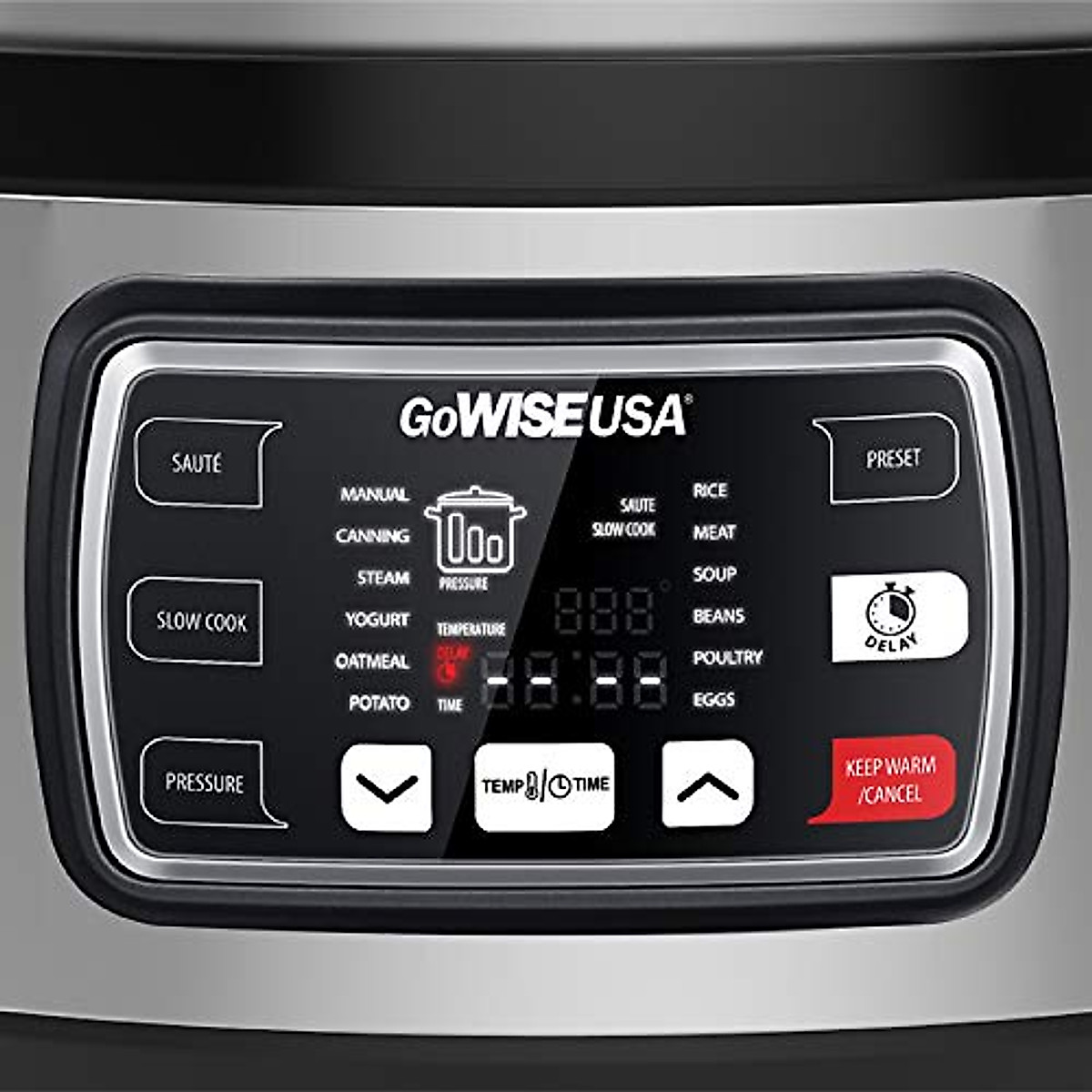 GoWISE USA GW22709 Ovate 9.5-Qt 12-in-1 Electric Pressure Cooker Oval with Slow Cook, Rice, Yogurt, Egg, Saute, Steamer, Keep Warm Functions + Accessories & Recipes, Stainless Steel