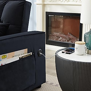 3-in-1 Large Futon Loveseat with Pull Out Sleeper Couch Bed and USB Port,Velvet Tufted Upholstered Love Seat Reclining Backrest Convertible Full Size Sofabed W/2 Cupholders & Pillows for Living Room