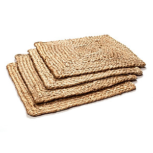 Jute Placemat,Placemat,Braided Placemats,Round Placemats Set of 4,100% Jute Braided Placemats Set of 4 Reversible (Natural 13x13 Square) Farmhouse Vintage Jute Placemats for Dining Table