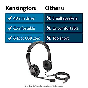 Kensington USB Hi-Fi Headphones with Microphone (K97601WW)