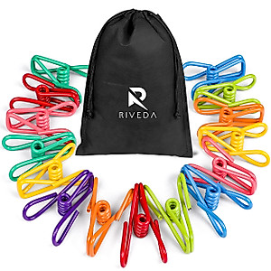 Chip Clips with Bag, PVC-Coated Utility Bag Clips for Food Packages, Chips Bag, Clothes, Paper, 2 Inch, Pack of 15