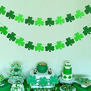 St Patricks Day Decorations, Felt Shamrock Decor Garland Banner Clover Decorations Irish Party Hanging Sign Garland Home Decor for Mantle Table Front Door