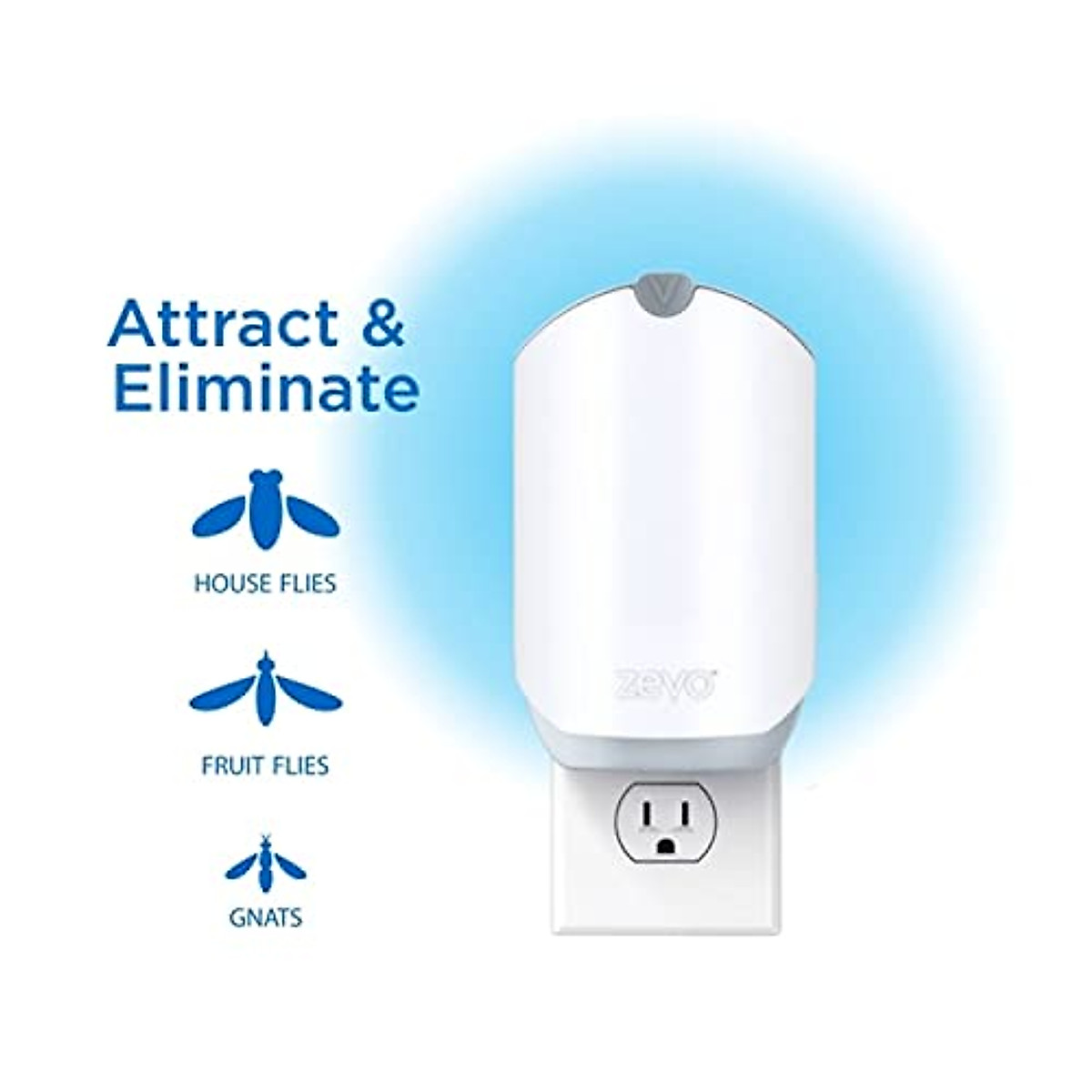 ZEVO Indoor Flying Insect Trap for Fruit Flies, Gnats, and House Flies (1 Plug-in Base + 3 Refill Cartridge)