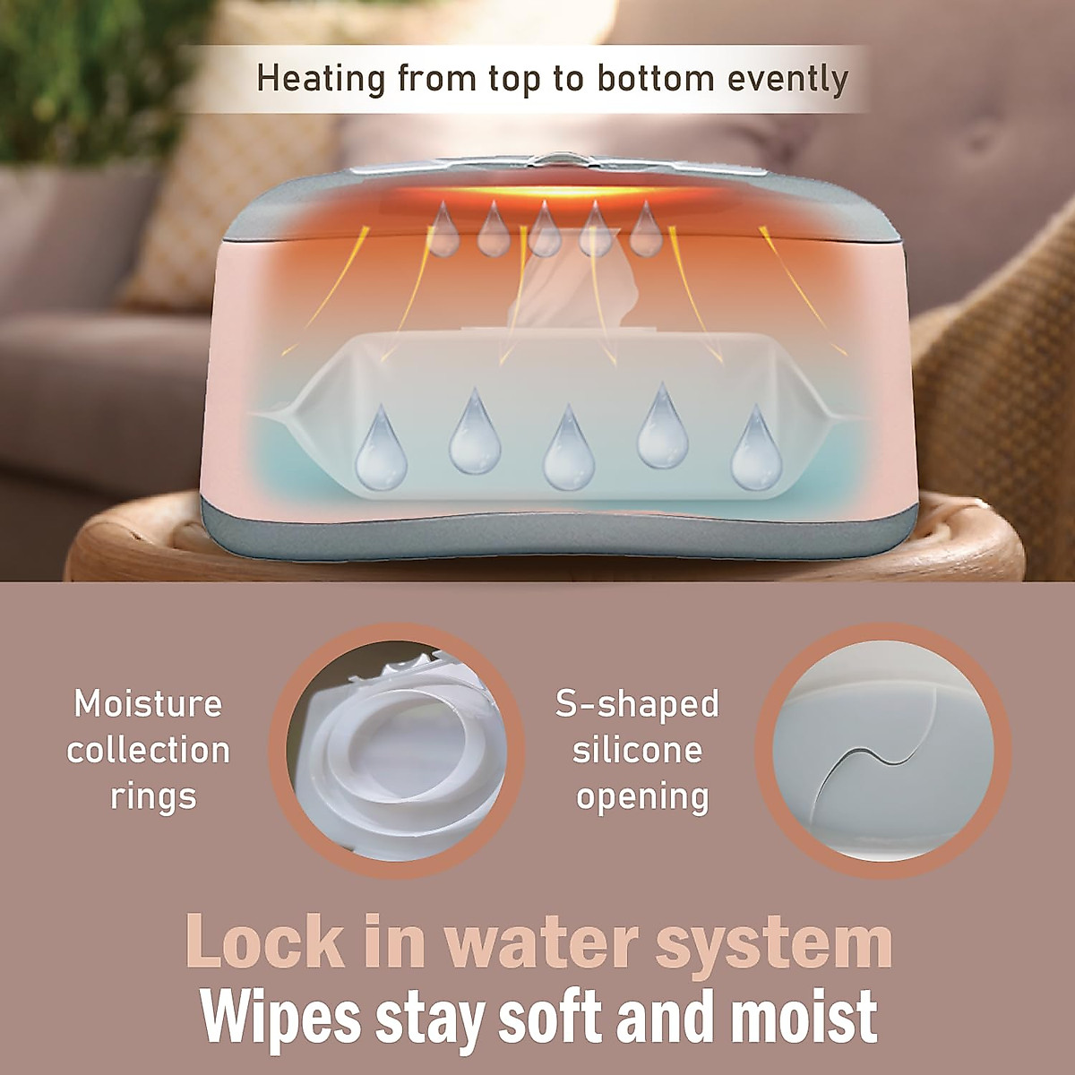 Baby Wet Wipes Warmer, Dispenser, Holder and Case - Easy Press On/Off Switch, Only Available at Amazon
