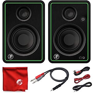 Mackie CR3-X 3-Inch Creative Reference Multimedia Monitors Bundle with Dual 1/4" Stereo to 3.5mm Cable