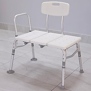 Vive Bariatric Shower Chair - Tub Transfer Bench with Height Adjustable Legs (400 Pound Capacity) - Reversible & Sliding Bath Seat with Backrest, Armrest, Wide Seat - For Seniors, Elderly