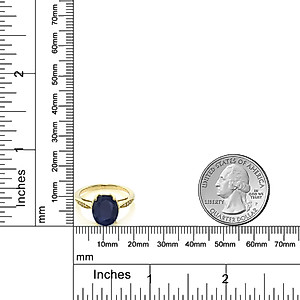 Gem Stone King 14K Yellow Gold 10X8MM Oval Gemstone Birthstone and White Diamond Engagement Ring | Wedding Anniversary Promise Gold Ring For Women | Size 5,6,7,8,9