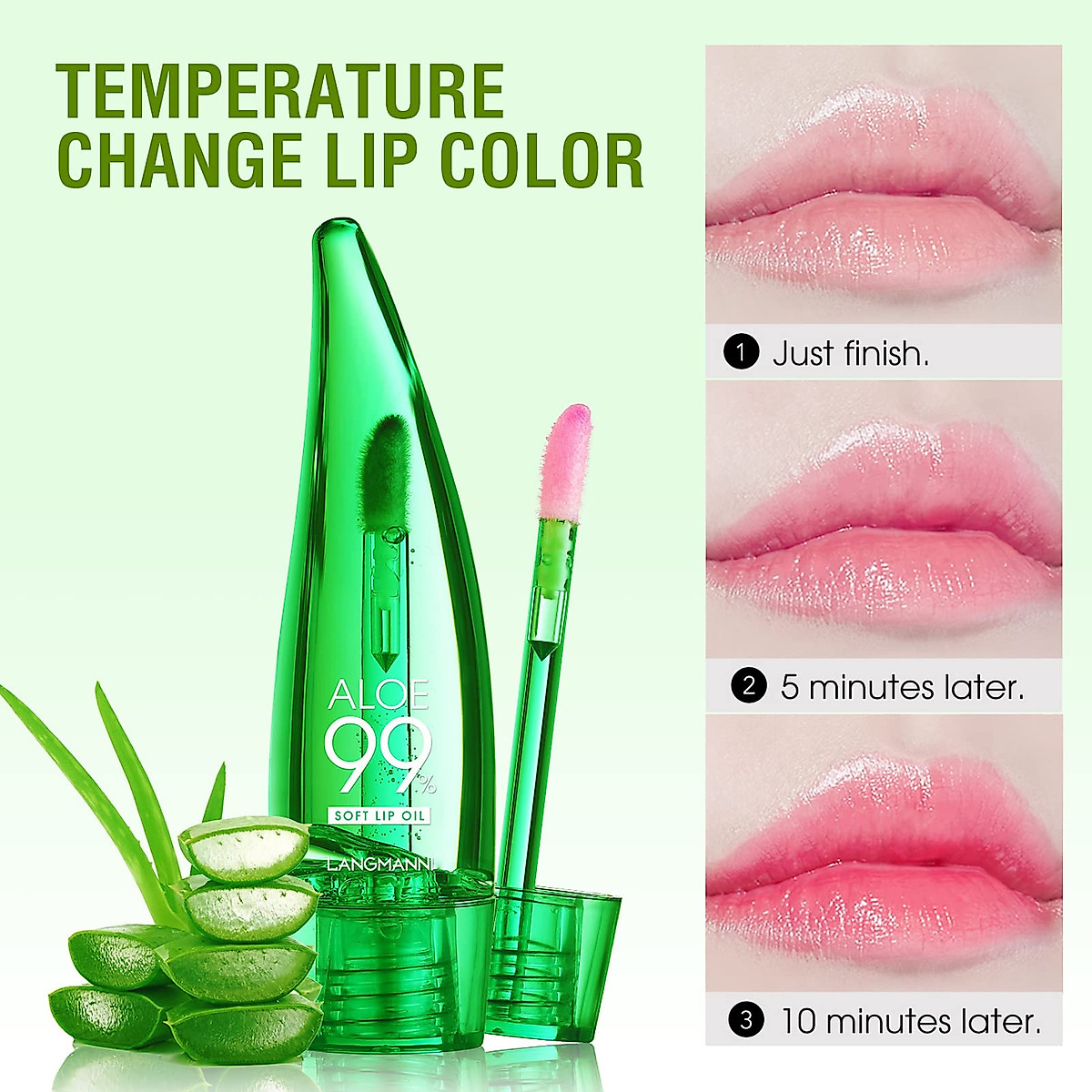 3Pcs Aloe Vera Lipstick, Aloe Vera Gel Temperature Color-Changing Lip Gloss set, Magic Lipstick Moisturizing Non-stick Waterproof Lip Gloss Lip Glaze For Girls (A)