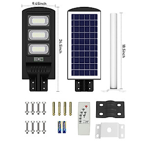 Teiisuoa 180W Solar Street Light Outdoor, 12000LM IP66 Waterproof Solar Motion Sensor Lights, Dusk to Dawn Solar LED Light Lamp with Remote Control for Parking Lot, Yard, Path, Garage & Garden, 4 pack