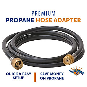 Flame King AL193-8a 8-Ft Hose Adapter Extension to Connect Appliances to RV's Propane Supply, 1-LB Cylinders, or Distribution Tree, for Camping and RVing, Black