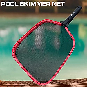 TidyMister Pool Leaf Skimmer Swimming Pool Net Leaf Rake with Strong Aluminum Frame Fine Mesh Detachable Pool Cleaning Tool
