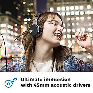 Vonaural E7 Wireless Bluetooth Headphones, Noise-Cancelling Headphone with Touch Sensitive Control and 30-Hour Playback, Matte Black