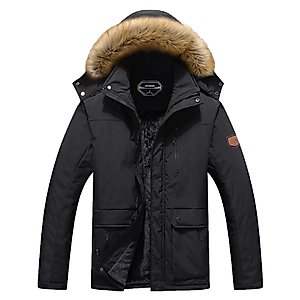 MOERDENG Men's Winter Snow Coat Warm Ski Jacket Waterproof Hooded Work Outerwear
