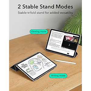 ESR for iPad Mini 7 A17 Pro Case, iPad Mini 7th/6th Generation Case (2024/2021), Slim Trifold Two-Way Stand, Powerful Magnetic Attachment, Durable Protection, Supports Pencil Pro&Pencil(USB-C), Black