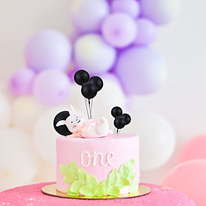 Gyufise 30Pcs Mini Balloon Cake Topper Foam Ball Cake Picks Cupcake Faux Pearl Balls DIY Cake Insert Topper Decoration for Anniversary Graduation Birthday Party Baby Shower Black