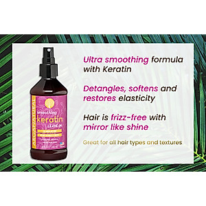 Arganatural Smoothing Keratin Leave-in Conditioner, 8 fl oz / 250 ml Spray Bottle, Smooth & Detangle Frizzy Hair