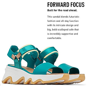 Sorel Women's Kinetic Impact Y-Strap High Sandals - Teal Chloride, Sea Salt - Size 8