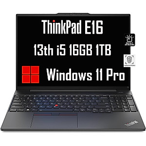Lenovo ThinkPad E16 Business Laptop (16" FHD+ Anti-Glare, Intel 13th Gen 10-Core i5-1335U, 16GB RAM, 1TB SSD), Backlit, Fingerprint, FHD Webcam, Thunderbolt 4, Wi-Fi 6, Win 11 Pro, Black