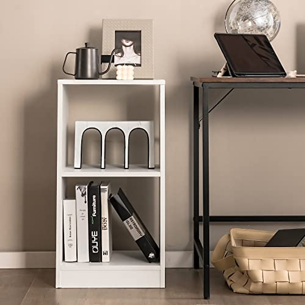 Tangkula 2 Cube Bookcase Set of 2, 2 Shelf Cube Bookshelf with Anti-toppling Device, Small Display Shelf for Small Spaces, Freestanding Wood Storage Unit for Home Office Study Living Room (White)