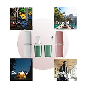 HyJeryty Pink Plastic Travel Toothbrush Holder Case with Cover, Portable Travel Toothbrush Cup, Storage Container for School Camping Business Trip Bathroom