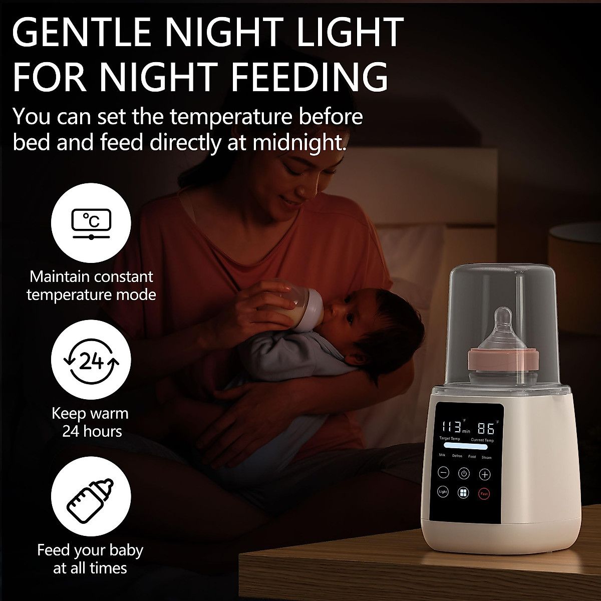 Baby Bottle Warmers, Goard Fast Bottle Warmers for Breastmilk, Formula with Smart Temperature Control, Thermostat Nutri Baby Milk Warmer with Thaw, Night Light for All Bottles