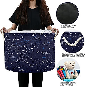 Kigai Cotton Rope Basket Space Galaxy Constellation Sun Moon Large Storage Basket for Toys Blanket Baby Laundry Basket for Nursery, Closet, Bedroom, Home Organization