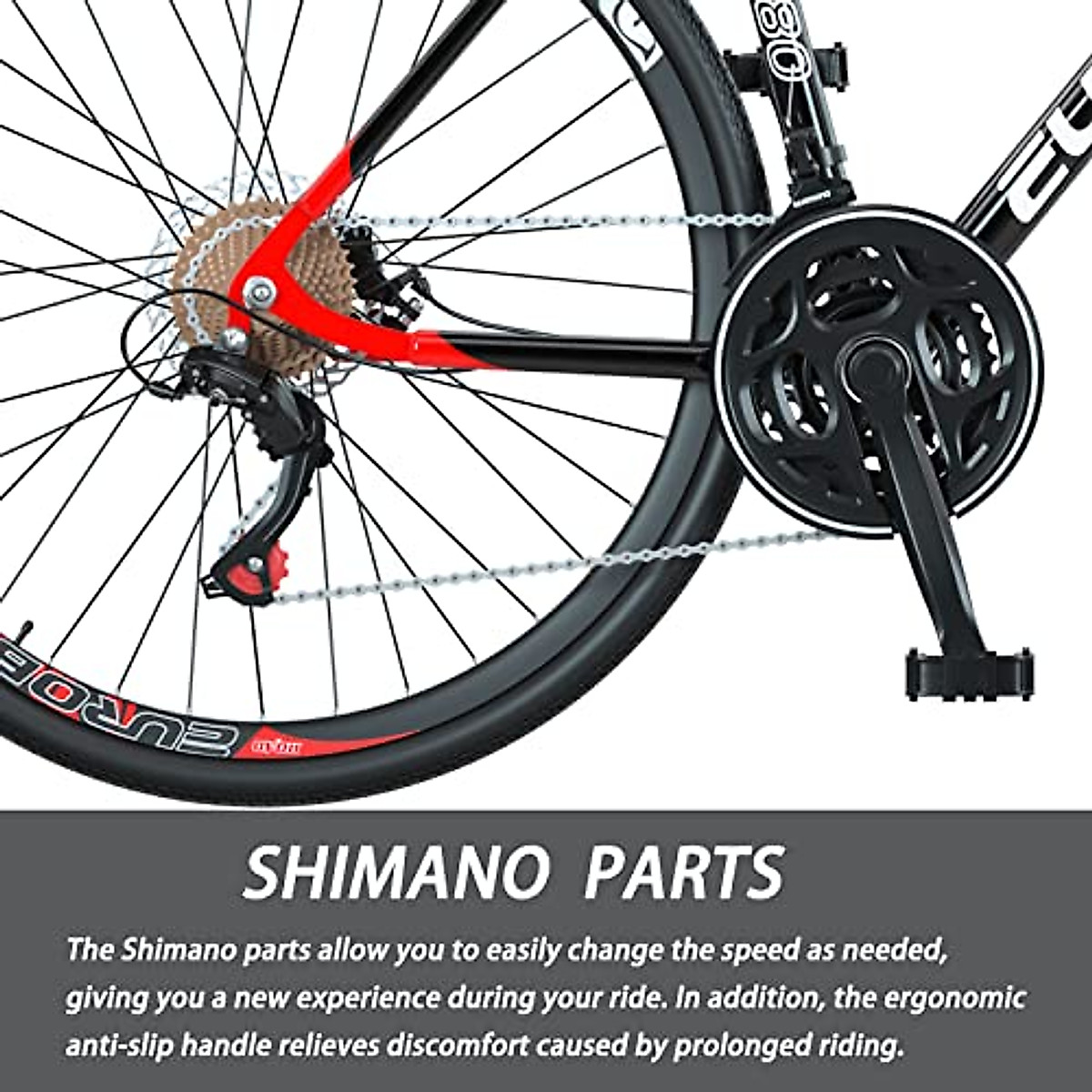 EUROBIKE Road Bike,21 Speed Bicycle with Disc Brake,700C Wheels Road Bikes for Men or Women,49cm/54cm Frame for Adult Cycling Bicycle (XC580 Red, 54cm Frame)