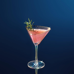 Iridescent Lustered Hammered Martini Glasses - Set of 2 - Gold Rim 8 oz Colorful Balloon Stemmed Glassware - Festive Anniversaries, Birthday Gift, Cocktail Party Radiance - Unique Wine Barware