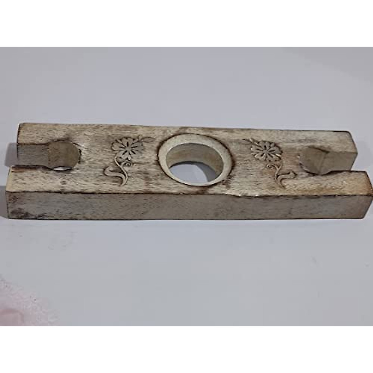 EARTHLY HOME Wine Bottle Rack White Wooden Wine Bottle & Glass Holder Handmade Antique Wood Stand for Wine for Two Glasses & Bottle Beautifully Handcrafted Antique Look Traditionally Handcrafted