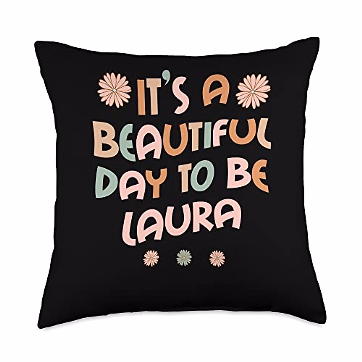 Sarcastic Birthday LAURA Name Gift Text Joke Personalized Name Beautiful Day Laura Birthday Throw Pillow, 18x18, Multicolor
