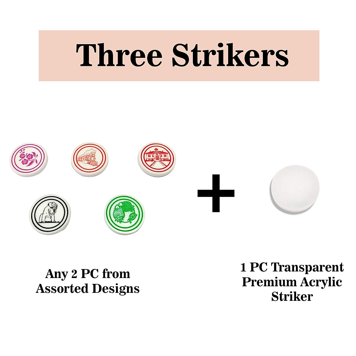 Craftsman Carrom Coin Set of 24 Coins Sheesham Wood Champion Carrom Coins + Striker (2 Pack + 3 Striker)