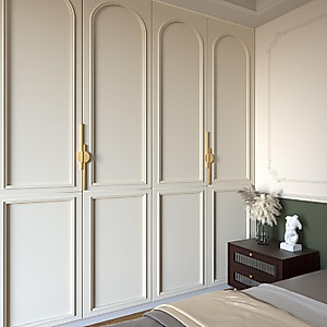 homdiy 2 Pack Half Moon Cabinet Pulls Gold Drawer Pulls Semicircle Cabinet Handles Brushed Gold Modern Hardware for Dresser Bathroom 5 inch (128mm) Hole Center