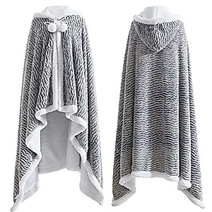 jinchan Wearable Blanket Sherpa Hooded Blanket Couch Throw Blanket Grey Hoodie Blanket Adult Soft Spring Blanket Twin Size Gray Bed Blanket Cozy Gift 50x70 inch