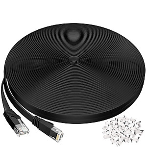 MATEIN Cat6 Ethernet Cable 100ft, Long Flat Internet Cable for Gaming, High Speed Network Cord Compatible with Clips RJ45 Connector Fast Computer LAN Wire Fit for Router,WiFi,PS4,Xbox,Switch,Coupler