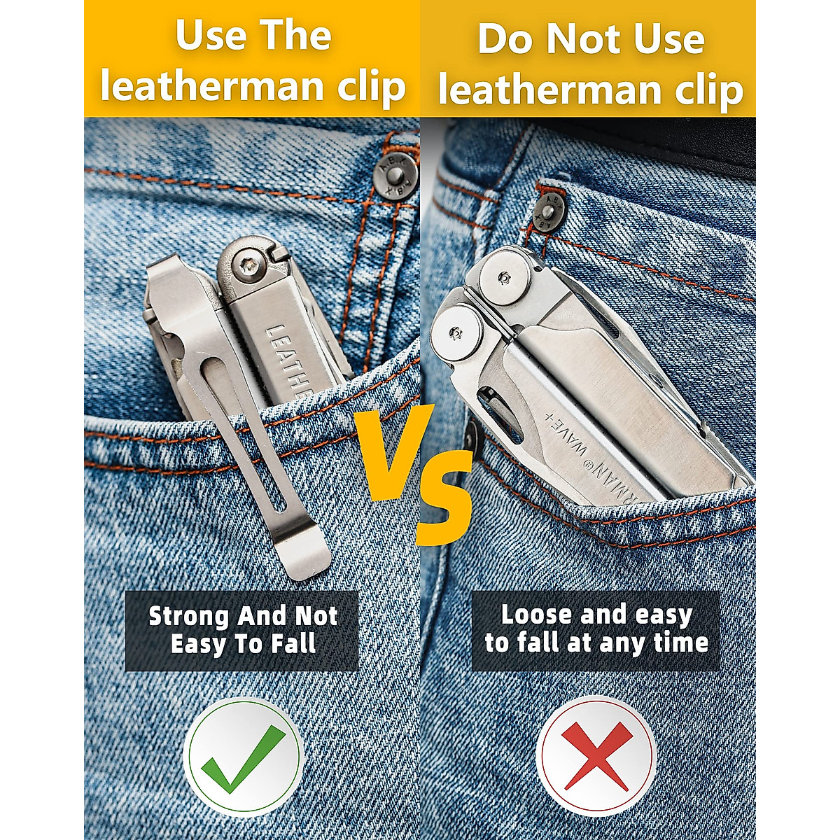 Quick-Release Pocket Clip/Upgrade designed standards stainless steel surge accessories，for Charge AL, Charge ALX, Charge Ti, Charge TTi, Quick Release Multi-Tool Pocket（2 pack）